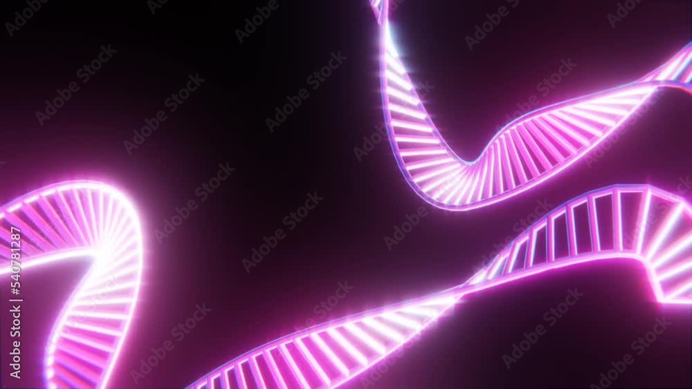 DNA genome sequence structure animation. Pink DNA twin screw threads on ...