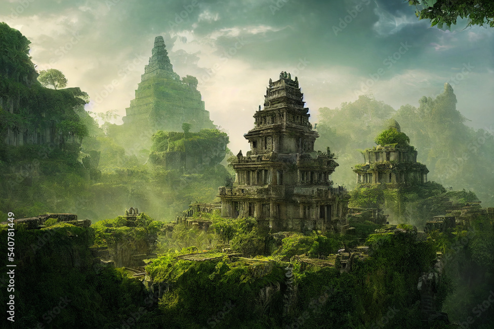Concept art illustration of lost city of ancient civilization Stock ...