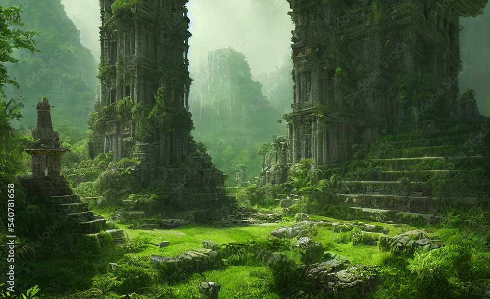 Concept art illustration of lost city of ancient civilization Stock ...