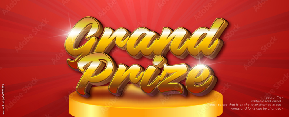 Realistic banner super grand prize template with editable 3d text style ...