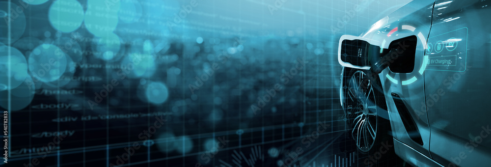 Futuristic electrictronic vehicle EV technology concept, electric power ...