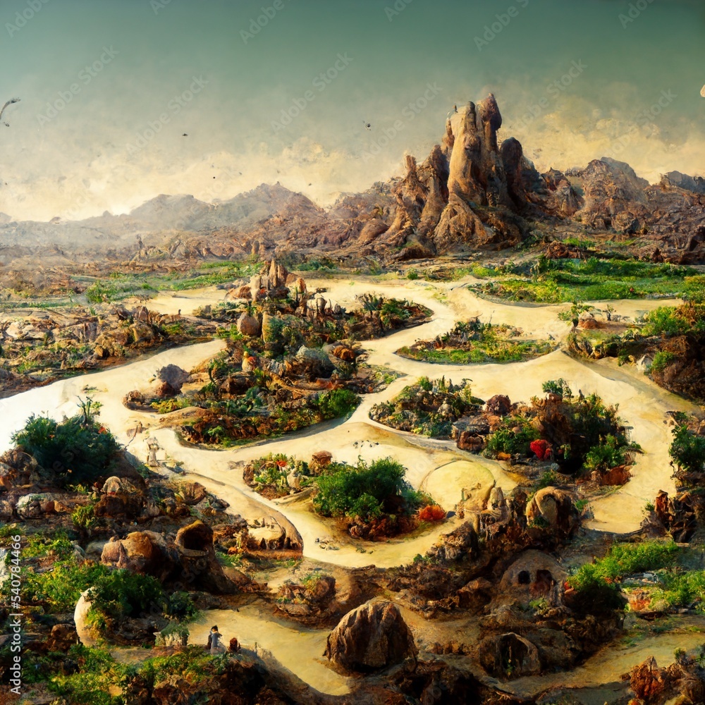 fantasy map rpg remaster Advernture elements with colorful illustration ...