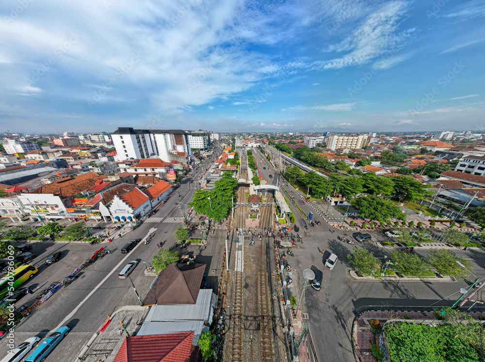 Malioboro Yogyakarta street view from above is a landmark of Yogyakarta ...