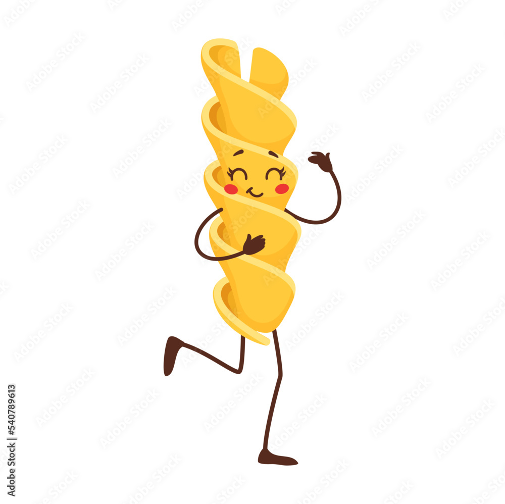 Fussili pasta Eliche spiral pasta of durum wheat semolina cute cartoon ...
