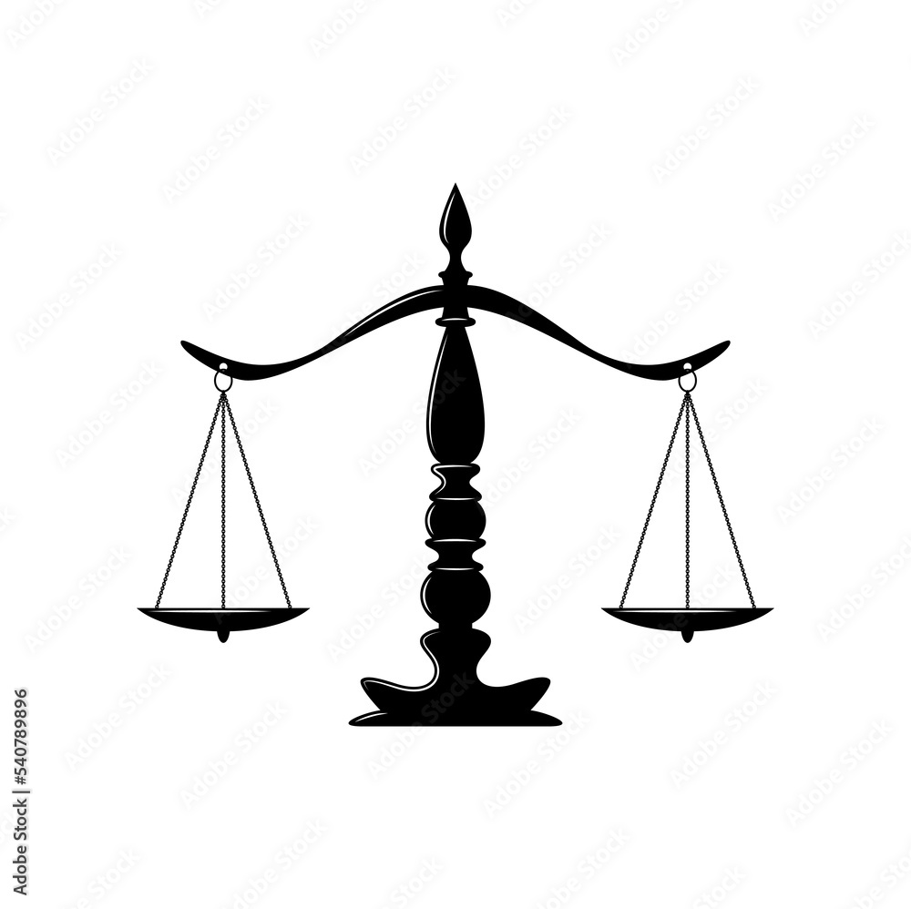 Vetor de Scales justice law notary judicial scale, law balance icon ...