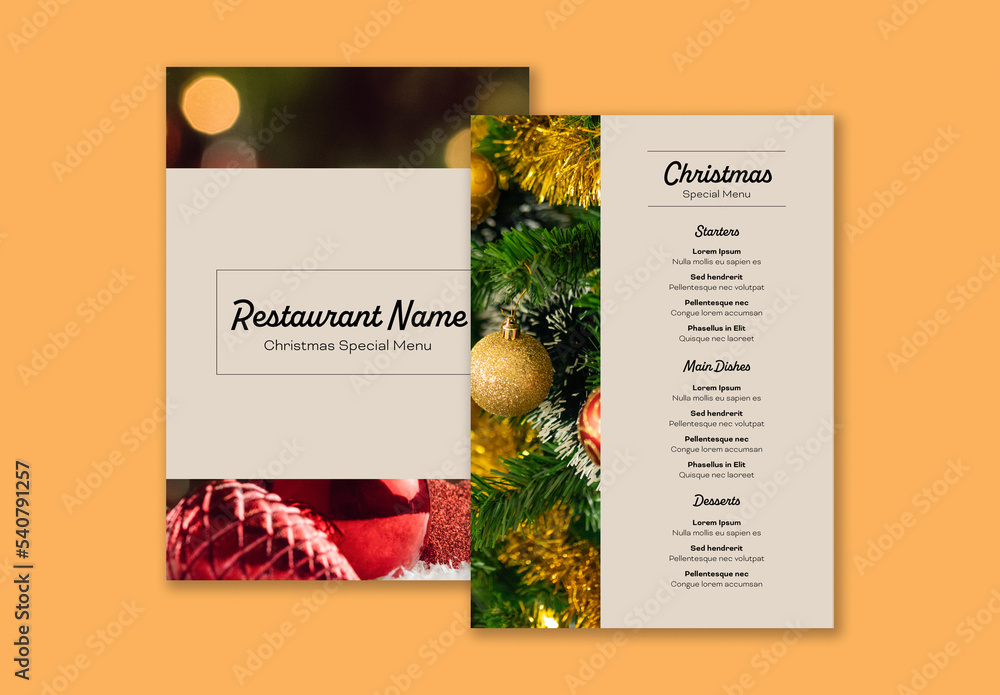 Christmas Menu with Placeholders Stock Template | Adobe Stock