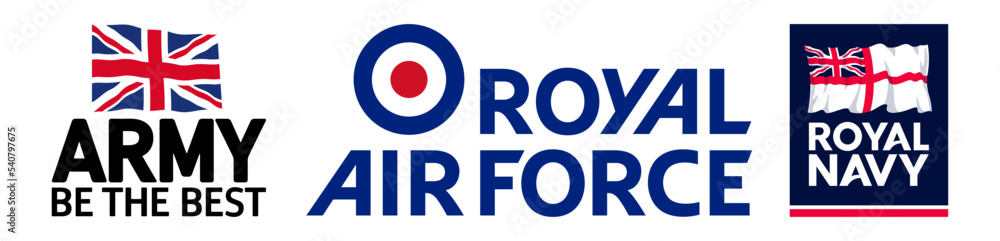 Vector logo of the British Armed Forces, Royal Air Force. Royal Navy logo Stock Vector | Adobe Stock