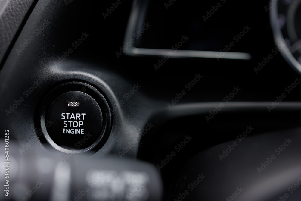 The engine start and stop button for modern car engine ignition ...