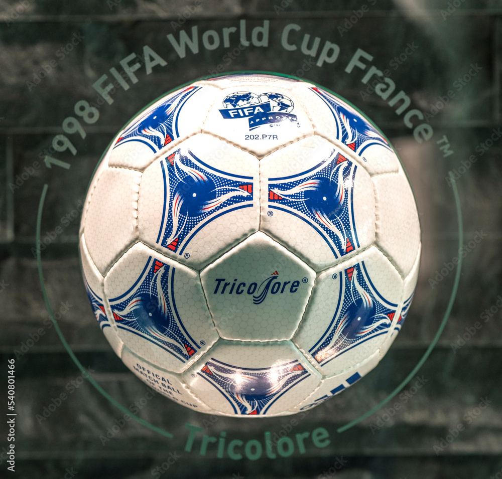 1998 World Cup ball at the exposition of FIFA headquarters in Zurich ...