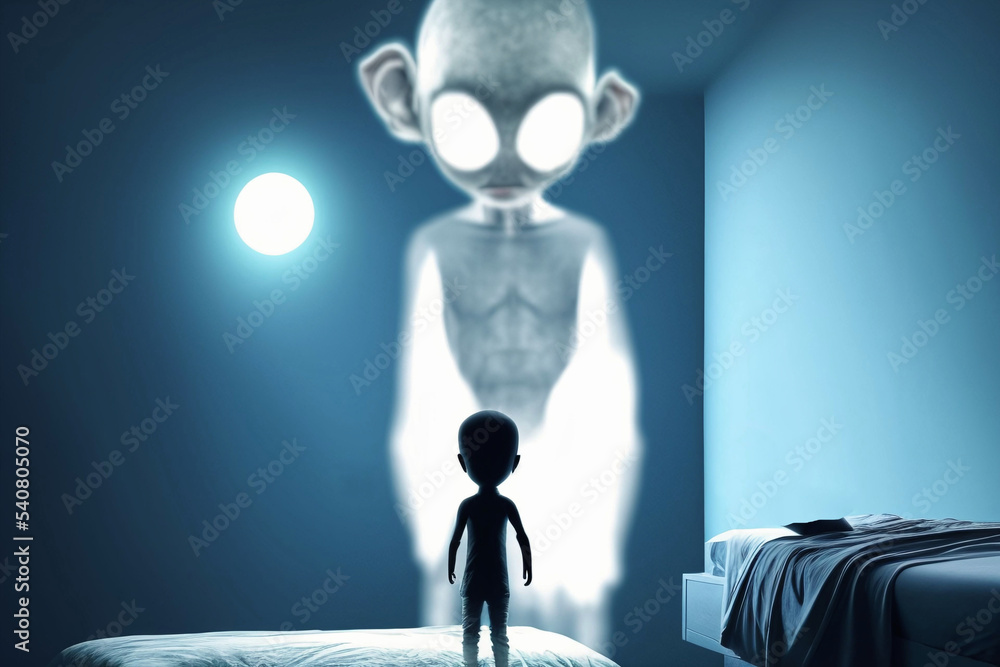 fantasy illustration of small gray alien lifeform from reticuli system ...