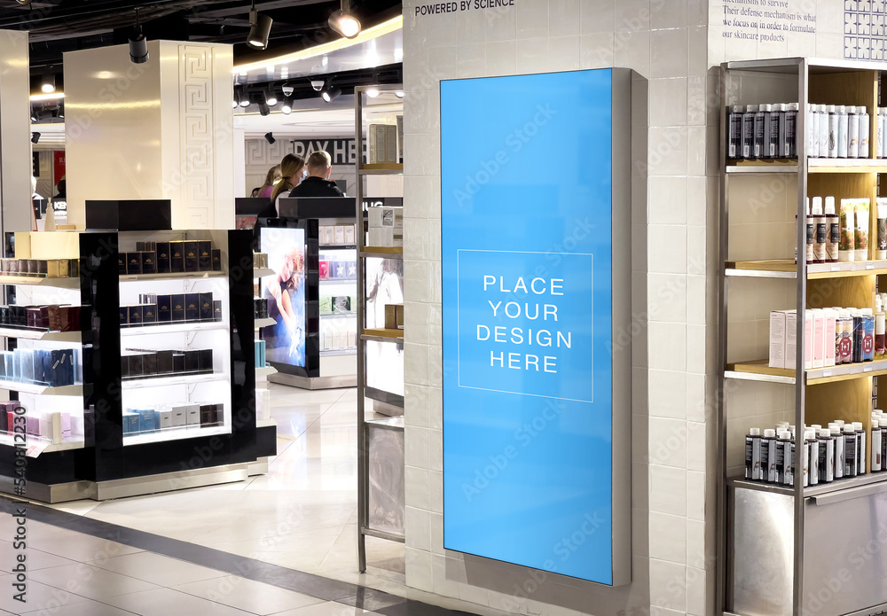Cosmetic Brand Store Billboard Screen Mockup Stock Template | Adobe Stock