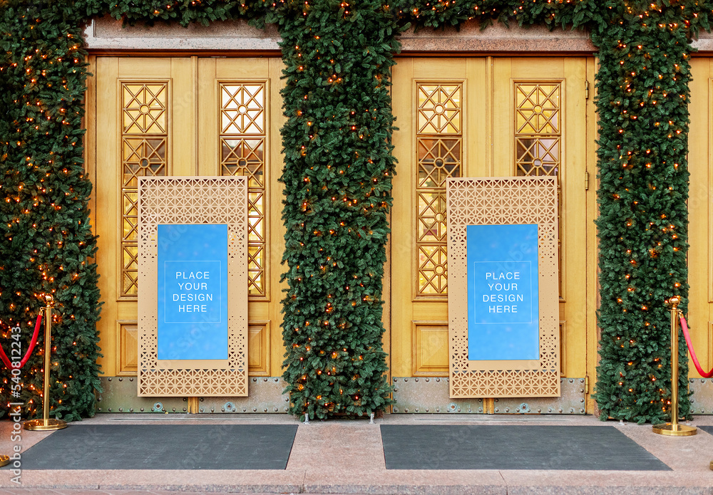 Christmas Building Poster Mockup Stock Template | Adobe Stock