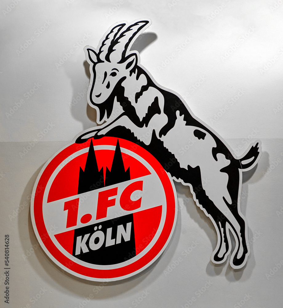 FC Cologne emblem in the interior of RheinEnergieSTADION in Cologne ...