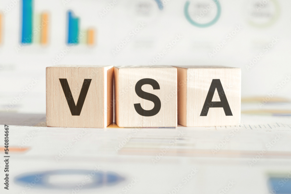 VSA acronym for Volume Spread Analysis in wooden cubes Stock Photo ...