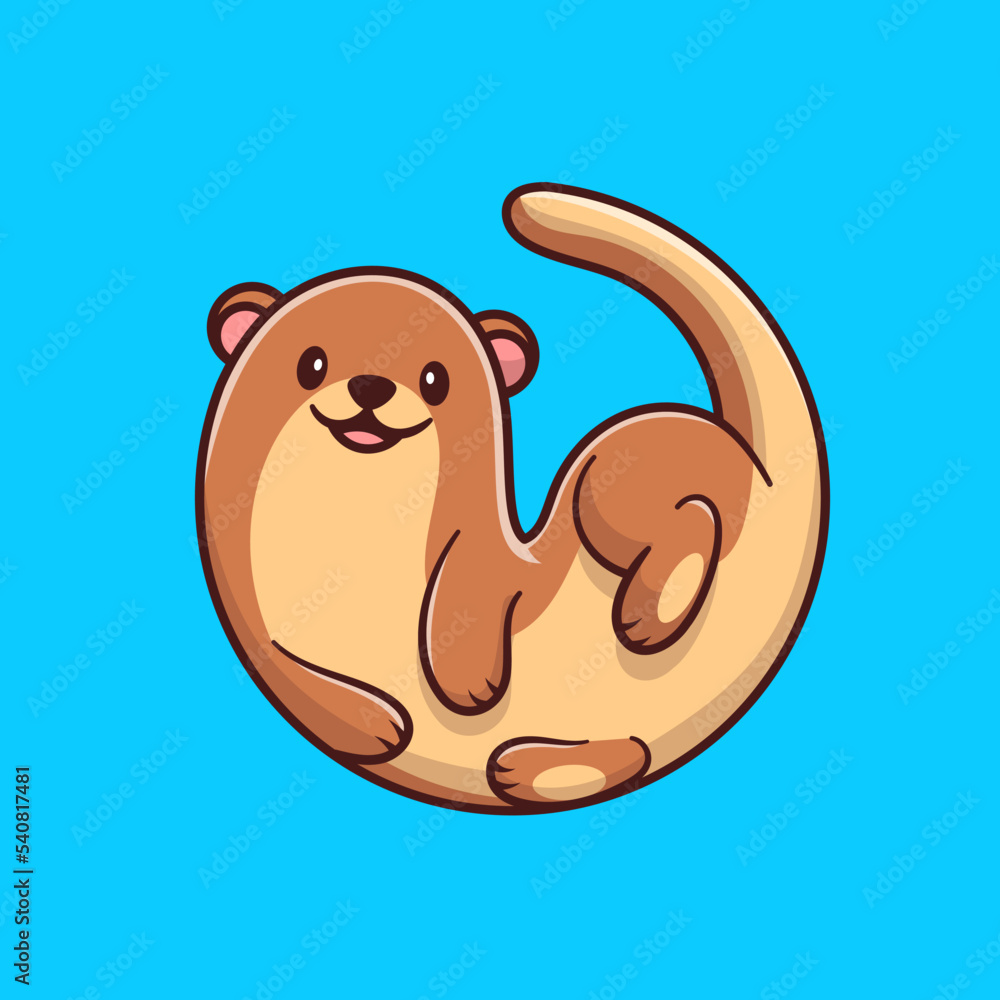 Cute Otter Cartoon Vector Icon Illustration. Animal Nature Icon Concept ...