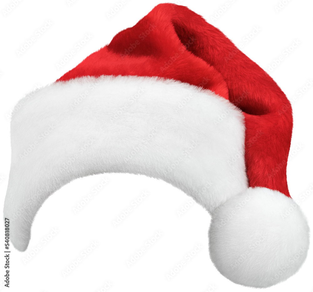 Santa Claus hat or Christmas red cap isolated on transparent background ...