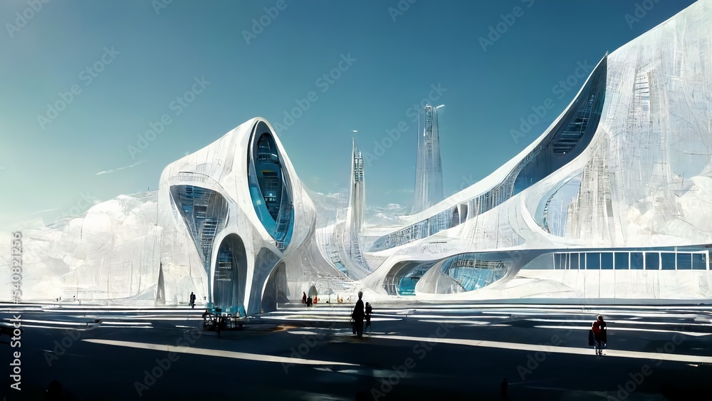 futuristic modern architecture design render HD wallpaper background ...
