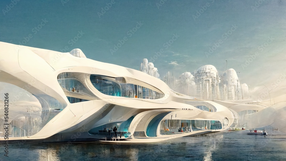 futuristic modern architecture design render HD wallpaper background ...