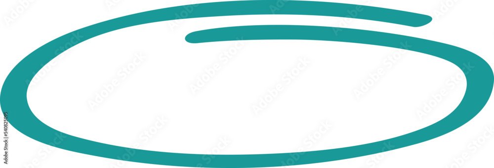 Turquoise circle, pen draw. Highlight hand drawing circle isolated on ...