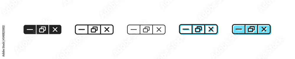 Close, minimize, maximize, icon. Exit vector browser symbol. Simple ...