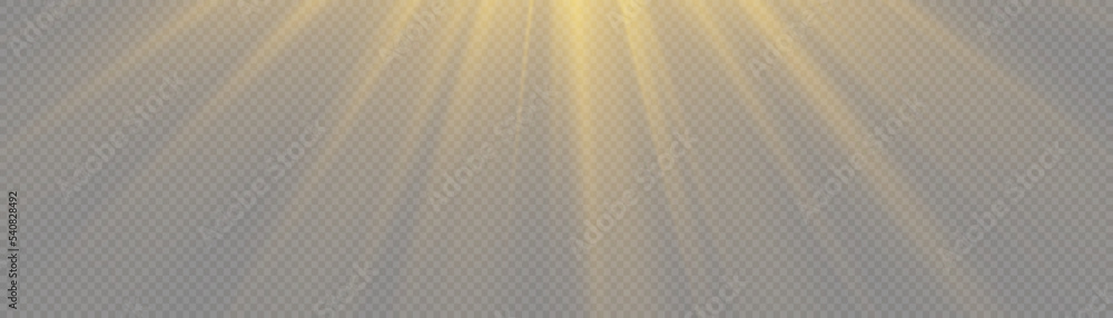 Flash gold light with rays and spotlight. Golden star burst with ...