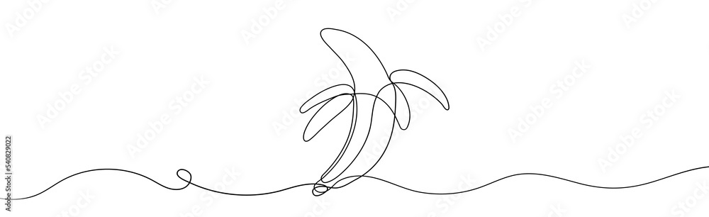 Banana Line Art Drawing. Continuous Line Drawing of Banana. Vector ...