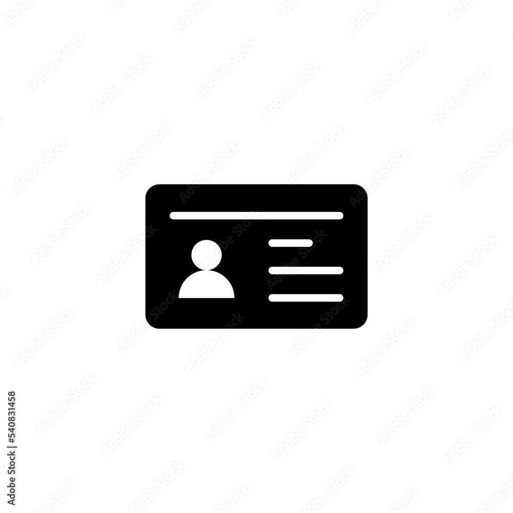 License icon vector illustration. ID card icon. driver license, staff ...