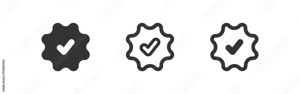 Checkmark verification icon. Check mark profile button. Verify account ...