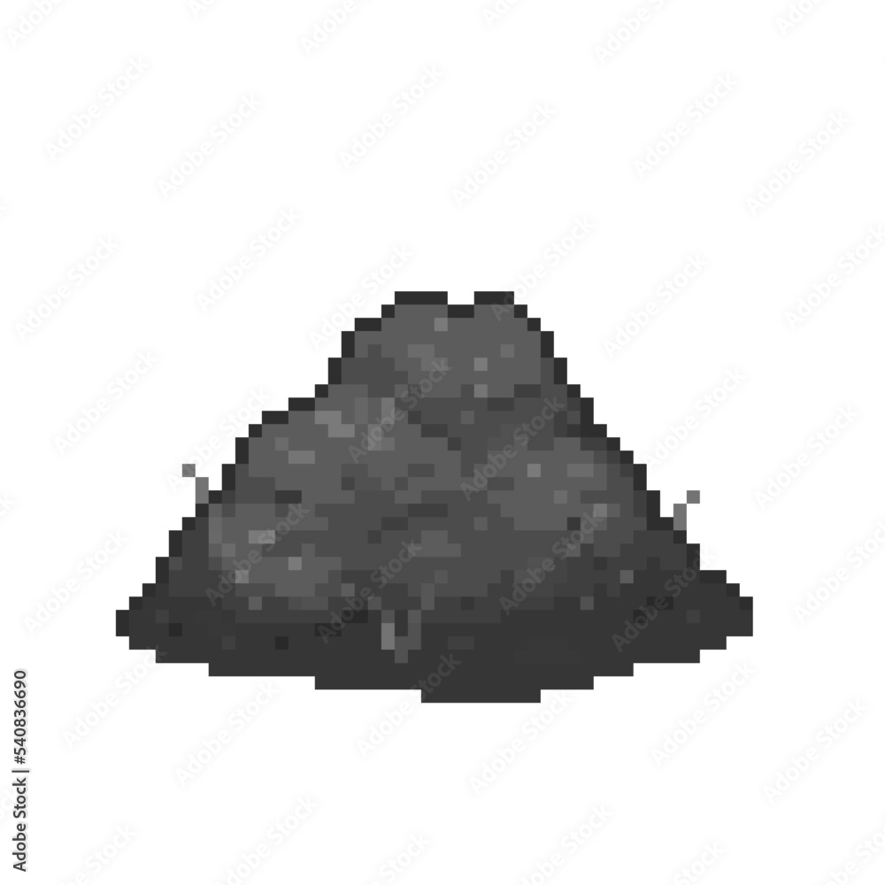 An 8-bit retro-styled pixel-art illustration of a dirty pile of gray ...
