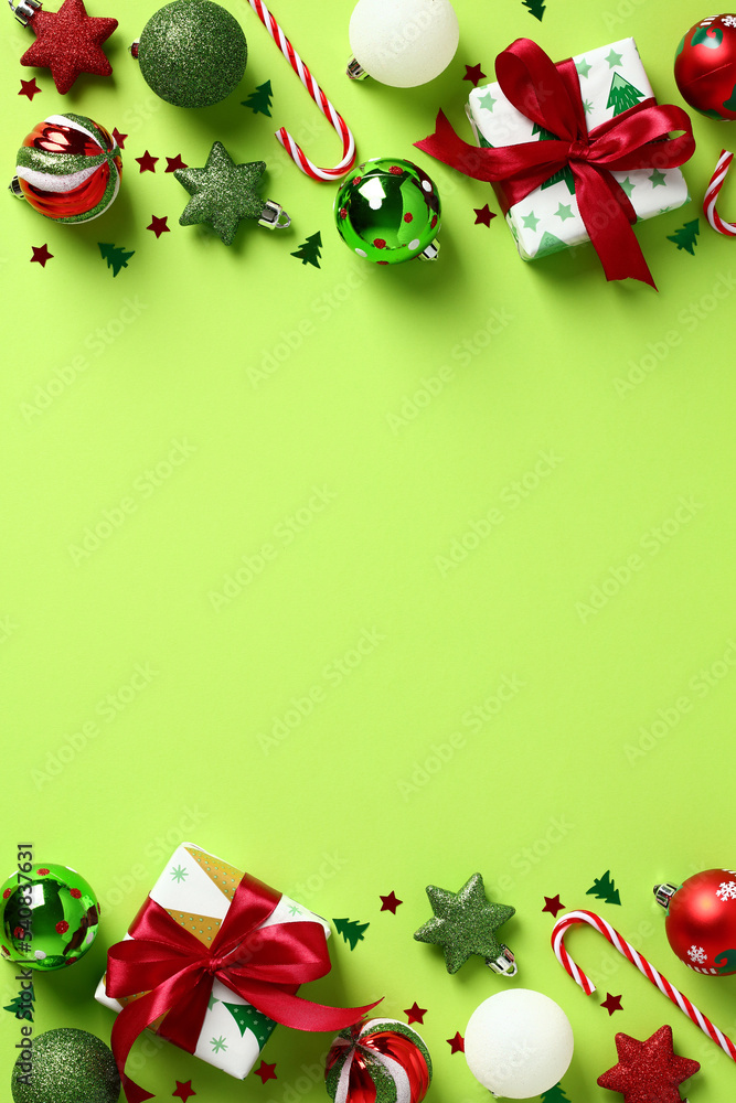 Christmas green vertical background, poster template. Christmas frame ...