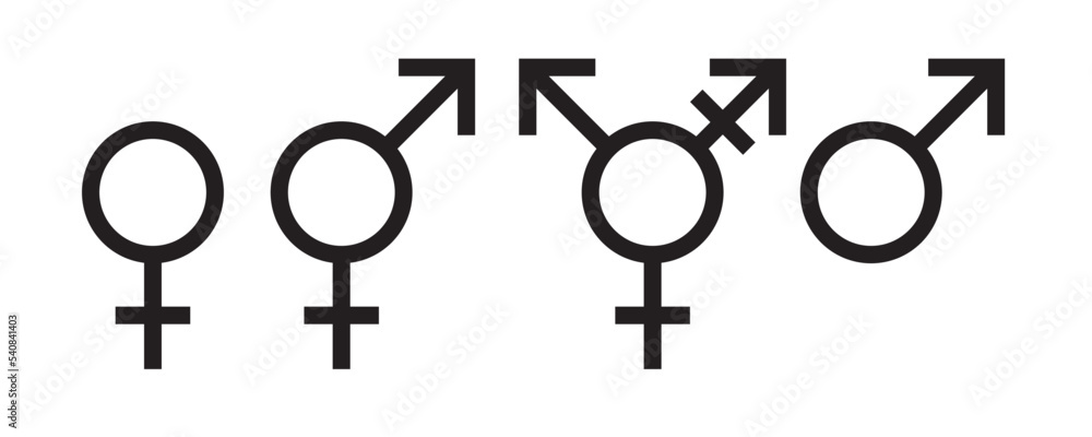Poster Gender sign set black color isolated on white background ...