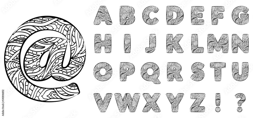 Paisley pattern henna alphabet full. Set of ABC letters and simbols ...