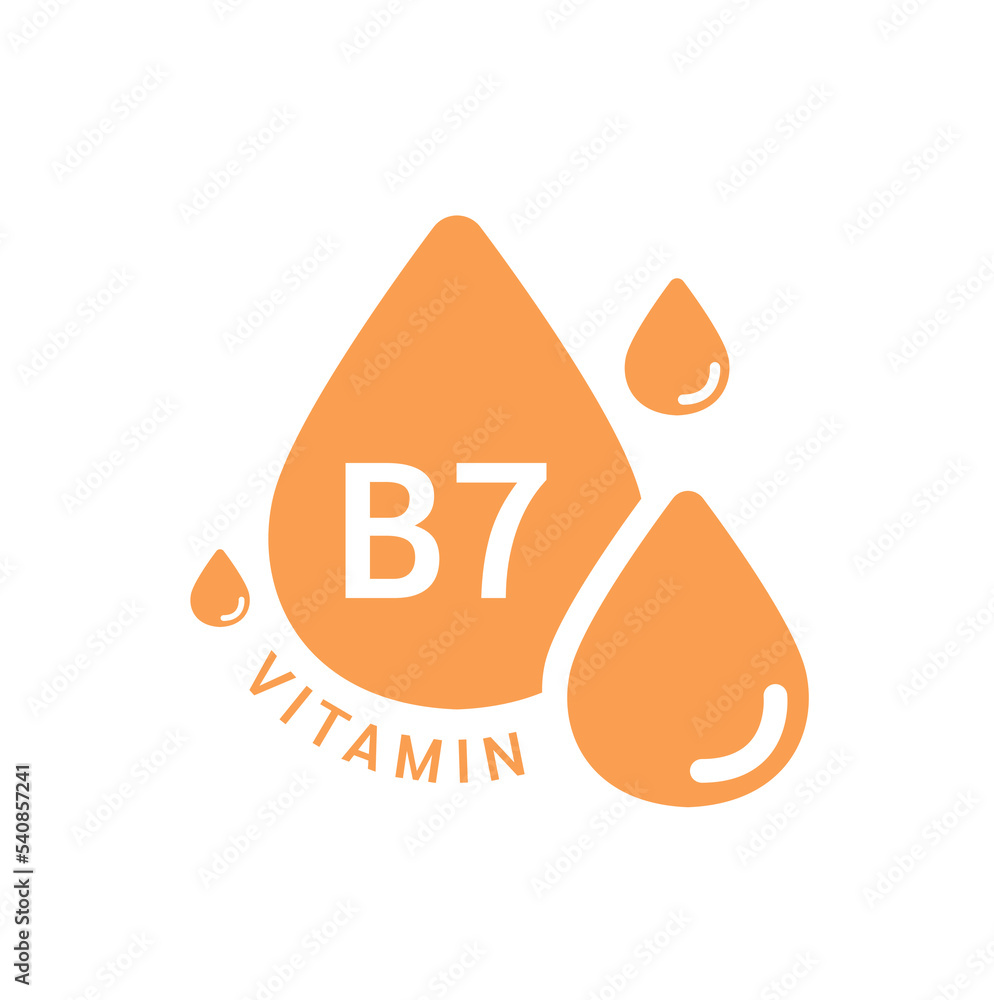 Vitamin B7 icon orange in form simple line water drop. Isolated on ...