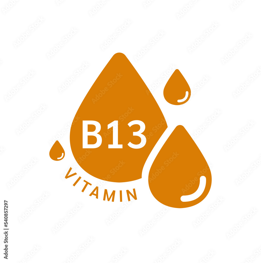 Vitamin B13 icon orange in form simple line water drop. Isolated on ...
