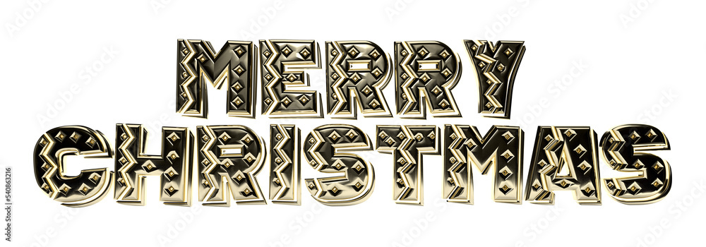 Isolated Word Merry Christmas in Golden Metal, Greeting Card Design for ...
