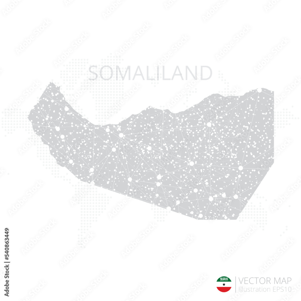 Somaliland grey map isolated on white background with abstract mesh ...