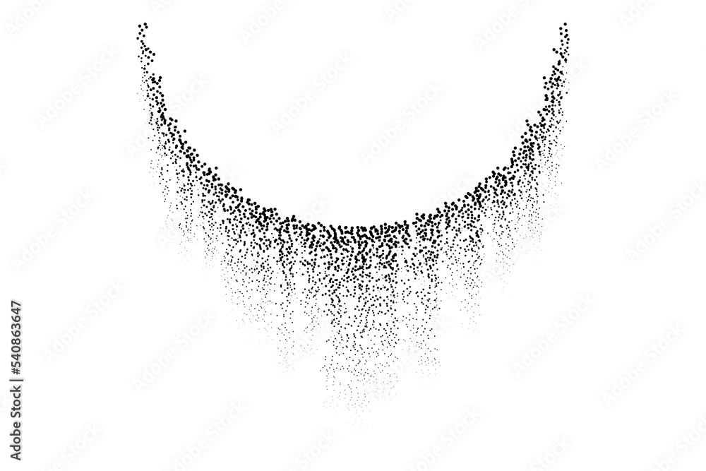 Abstract circle frame black dot particles pattern flowing isolated on ...