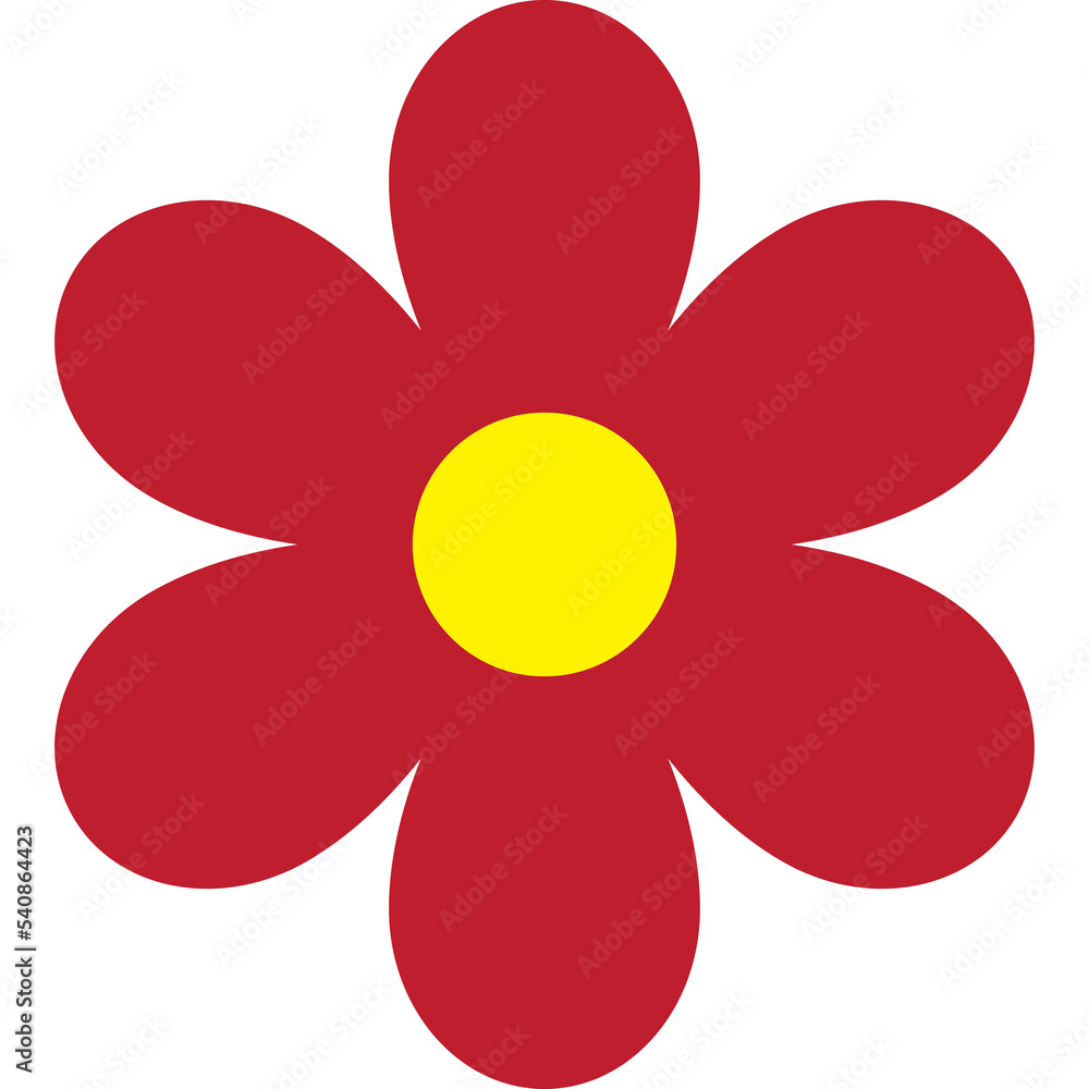 abstract red flower with 6 petals iolated on transparent background illustration floral design ...