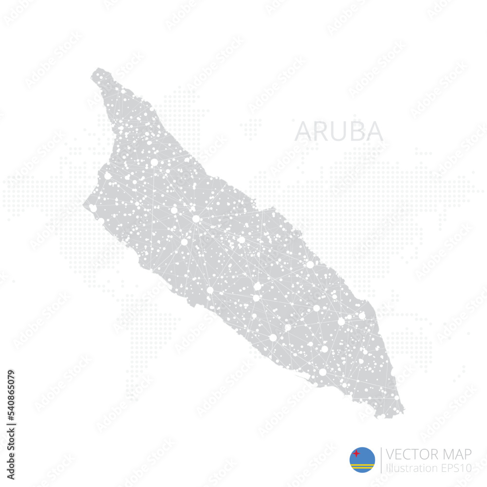 Aruba grey map isolated on white background with abstract mesh line and ...