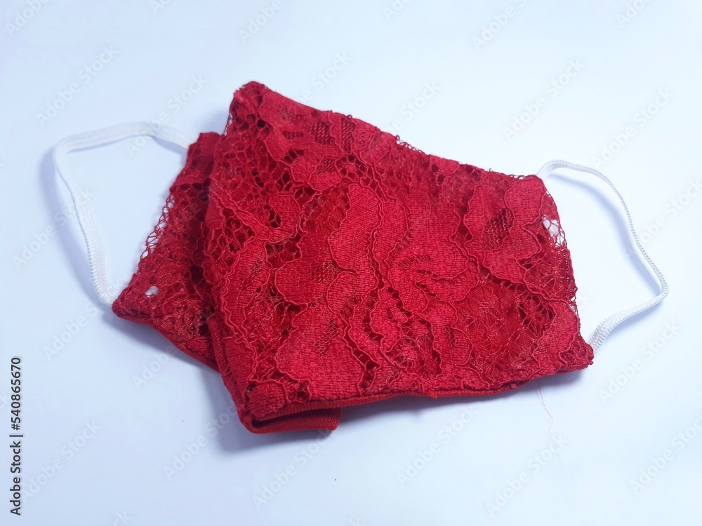 Close up isolated on white kebaya masks to protect against viruses and ...