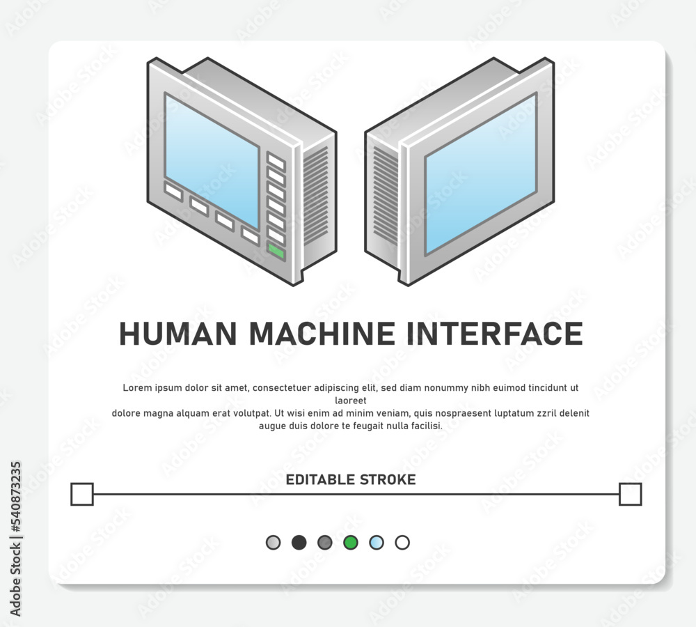 Vetor de UI Development Digital Menu HMI, SCADA, PLC, network, monitoring, status, website ...