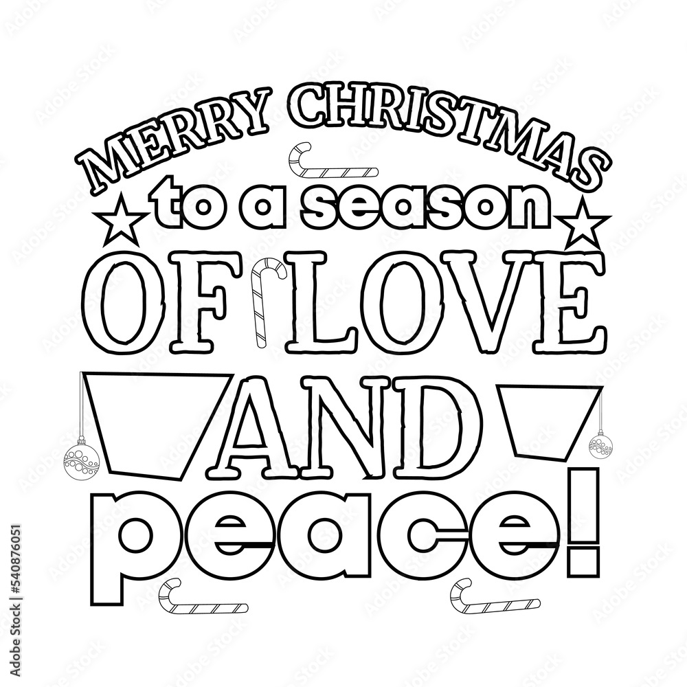 Merry Christmas Coloring page. Christmas line art coloring page design ...