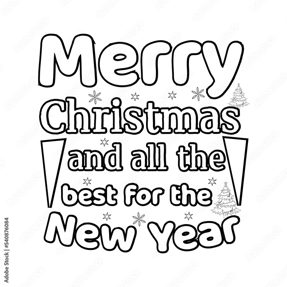 Merry Christmas Coloring page. Christmas line art coloring page design ...