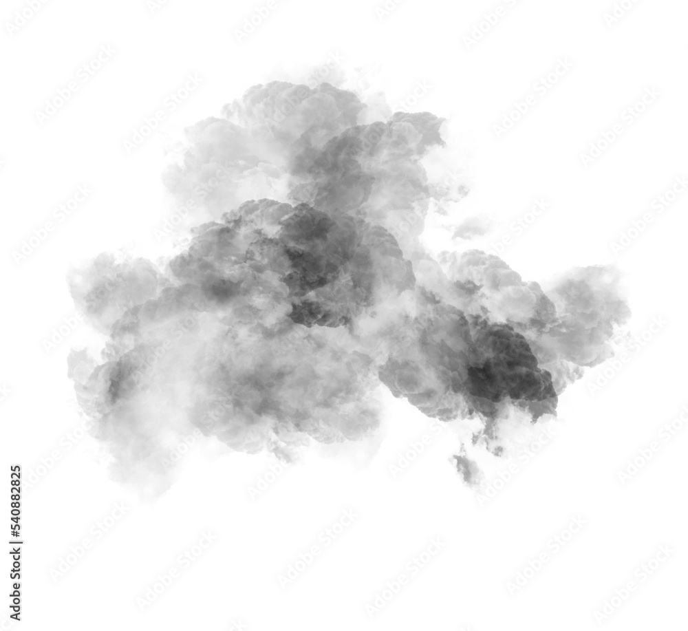 Abstract black puffs of smoke swirl overlay on transparent background ...