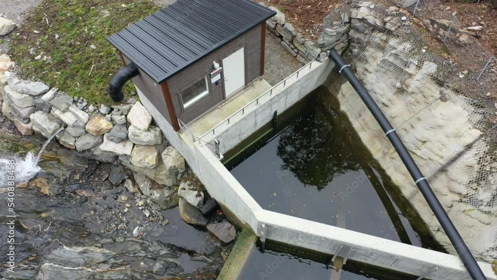 Stockvideon Small intake reservoir for a 10 gwh hydroelectric ...