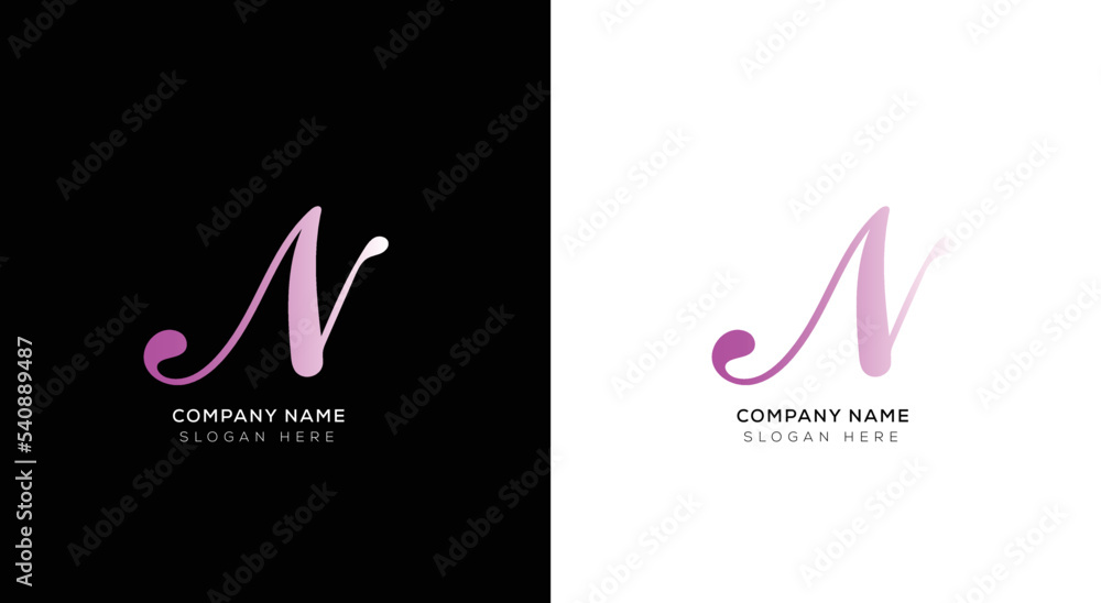 Gradient letter n logo design with black and white background Stock ...