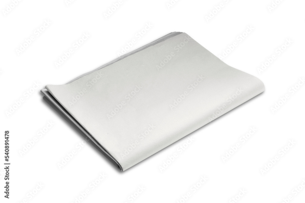 Empty, blank, white newspaper Mock up, front page on isolated ...