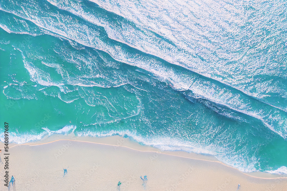 Relaxing aerial beach scene, summer vacation holiday template banner ...