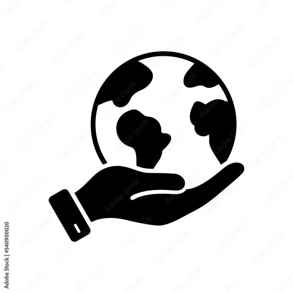 Hand Hold Planet Earth Silhouette Icon. World Environment Conservation ...