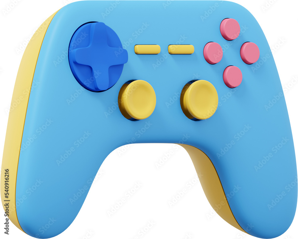 Realistic console game controller. Multicolored PNG icon on transparent ...